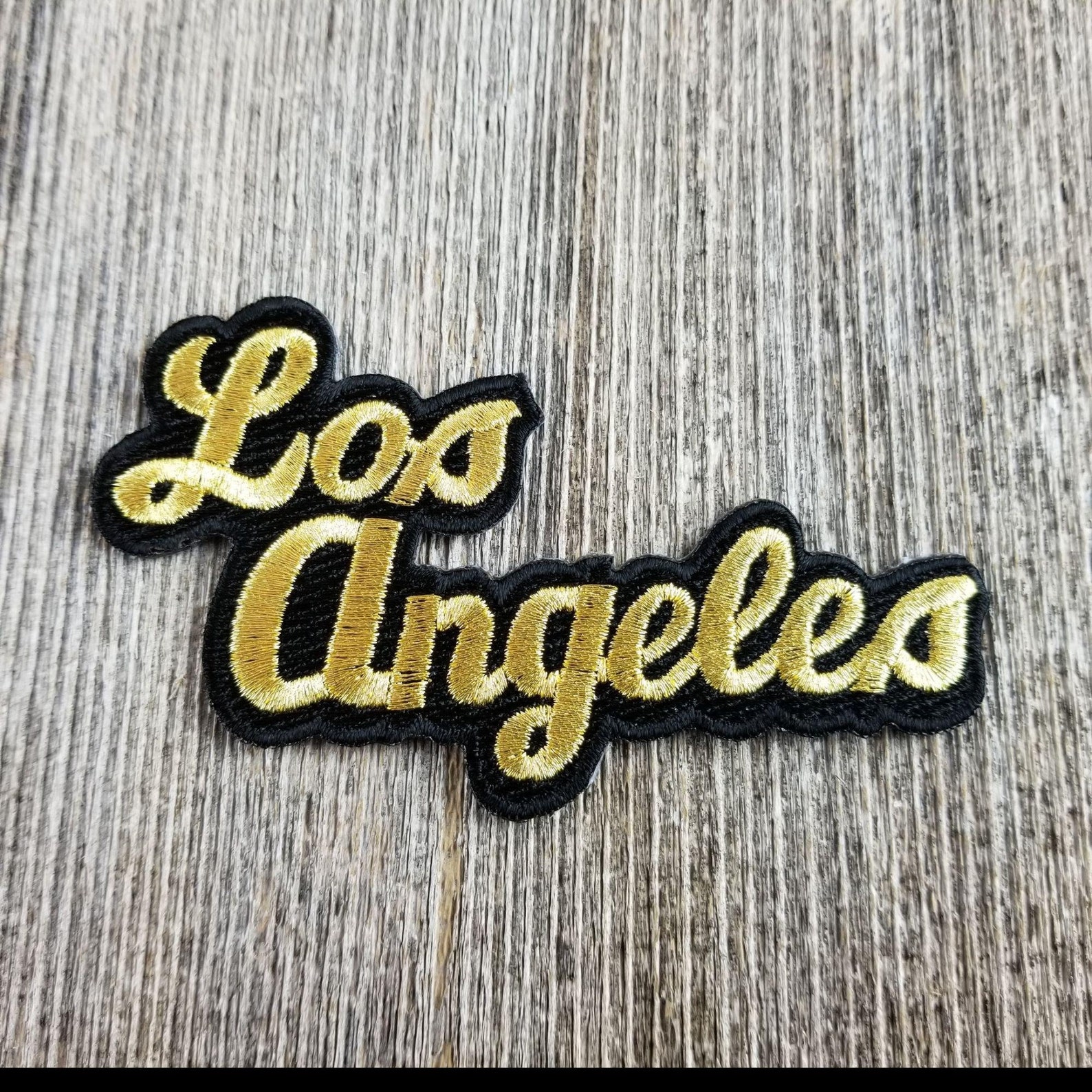 Los Angeles Patch Script Black and Gold Travel Patch Iron - Etsy