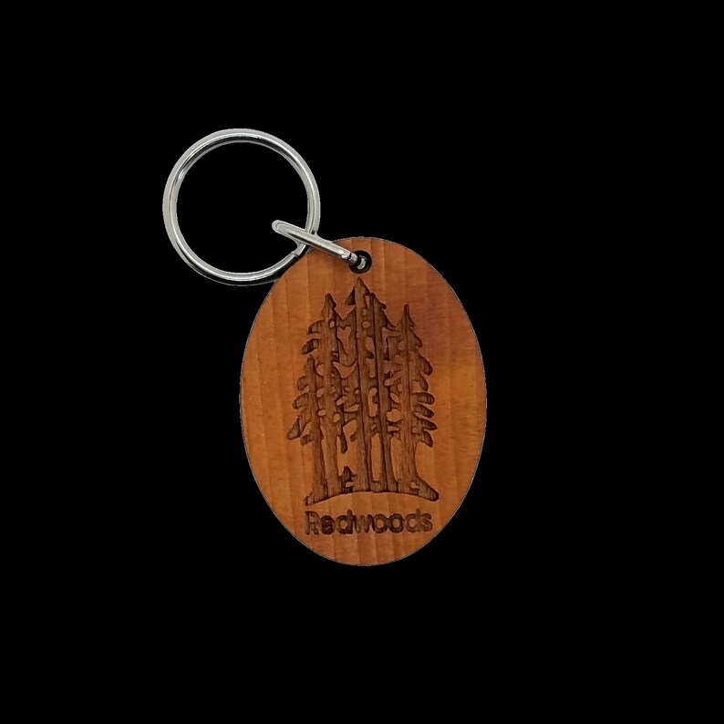 Redwood Trees Grove Wood Keychain California Redwood Souvenir Travel ...