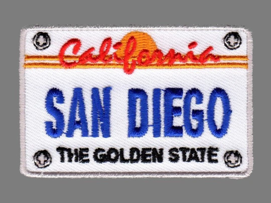 San Diego License Plate California Patch Iron on Golden State 2.75" CA ...
