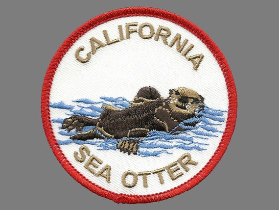 California Sea Otter Patch Iron on 3 Inch Circle Red Border - Etsy