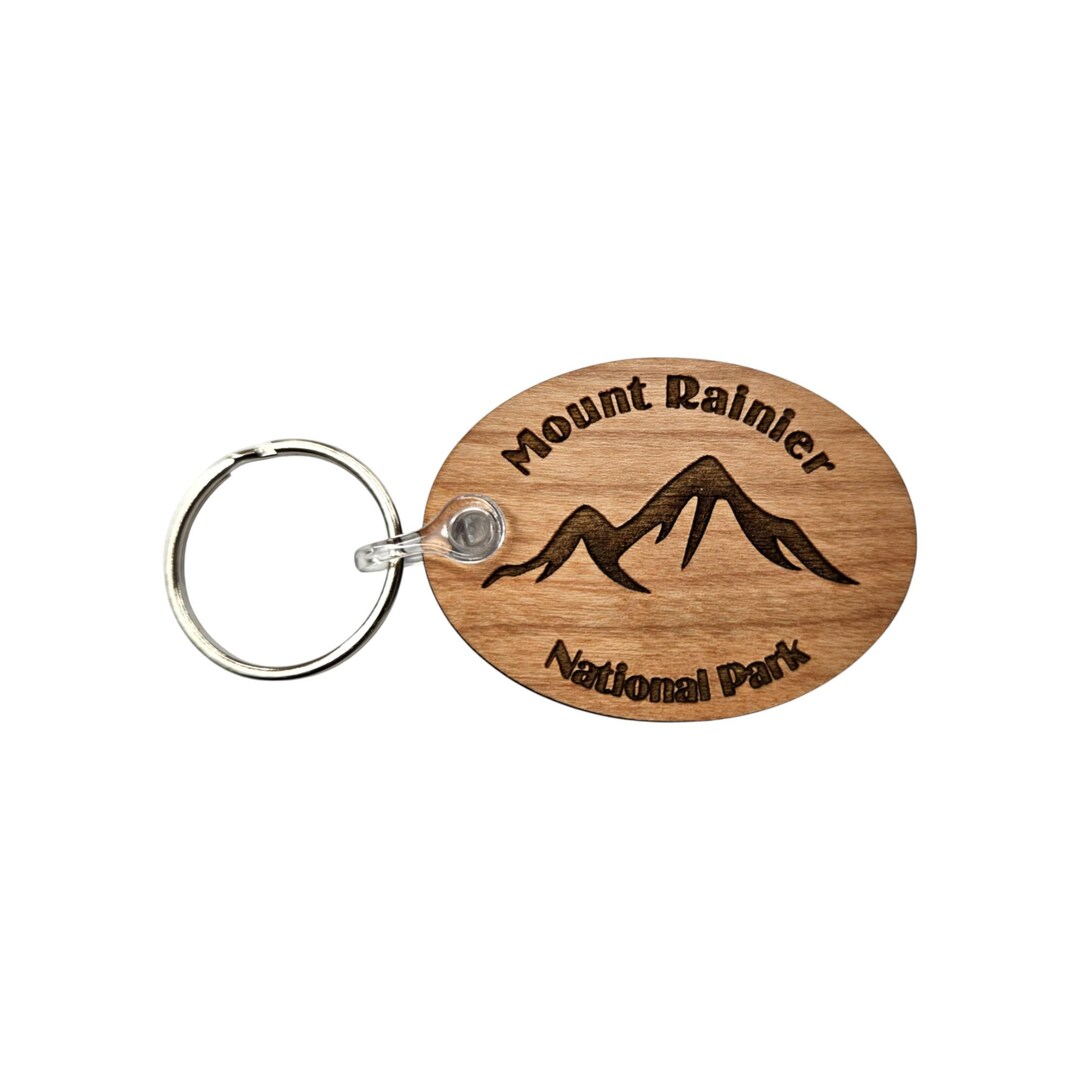 Mount Rainier WA Keychain Mountains Wood Keyring Washington National ...