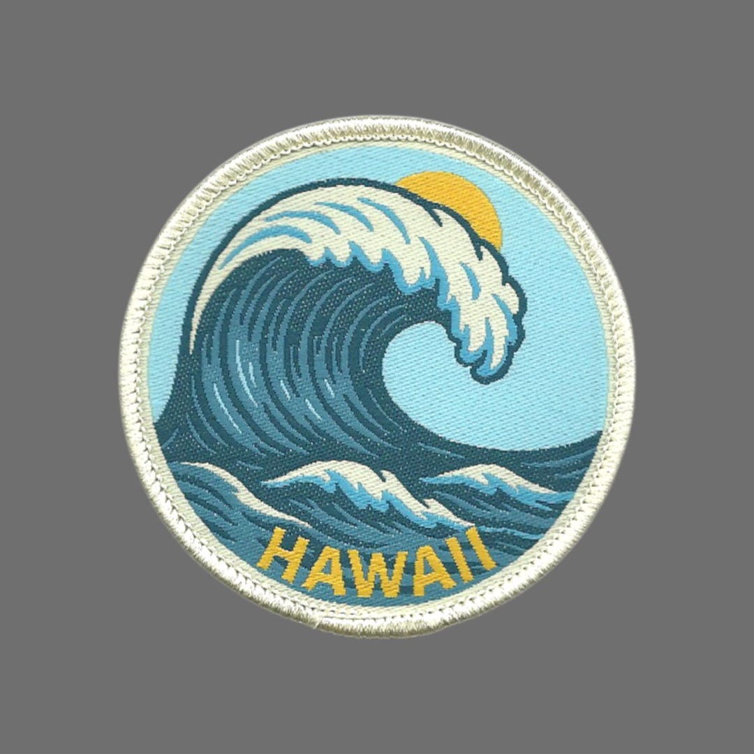 Hawaii Patch – HI Souvenir Big Wave Travel Patch – Iron on – Applique 2 ...