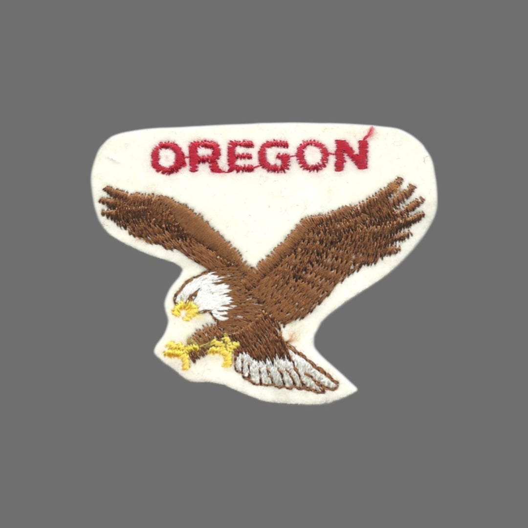 OREGON Eagle on White Souvenir Embroidered Patch Vintage SEW ON - Etsy