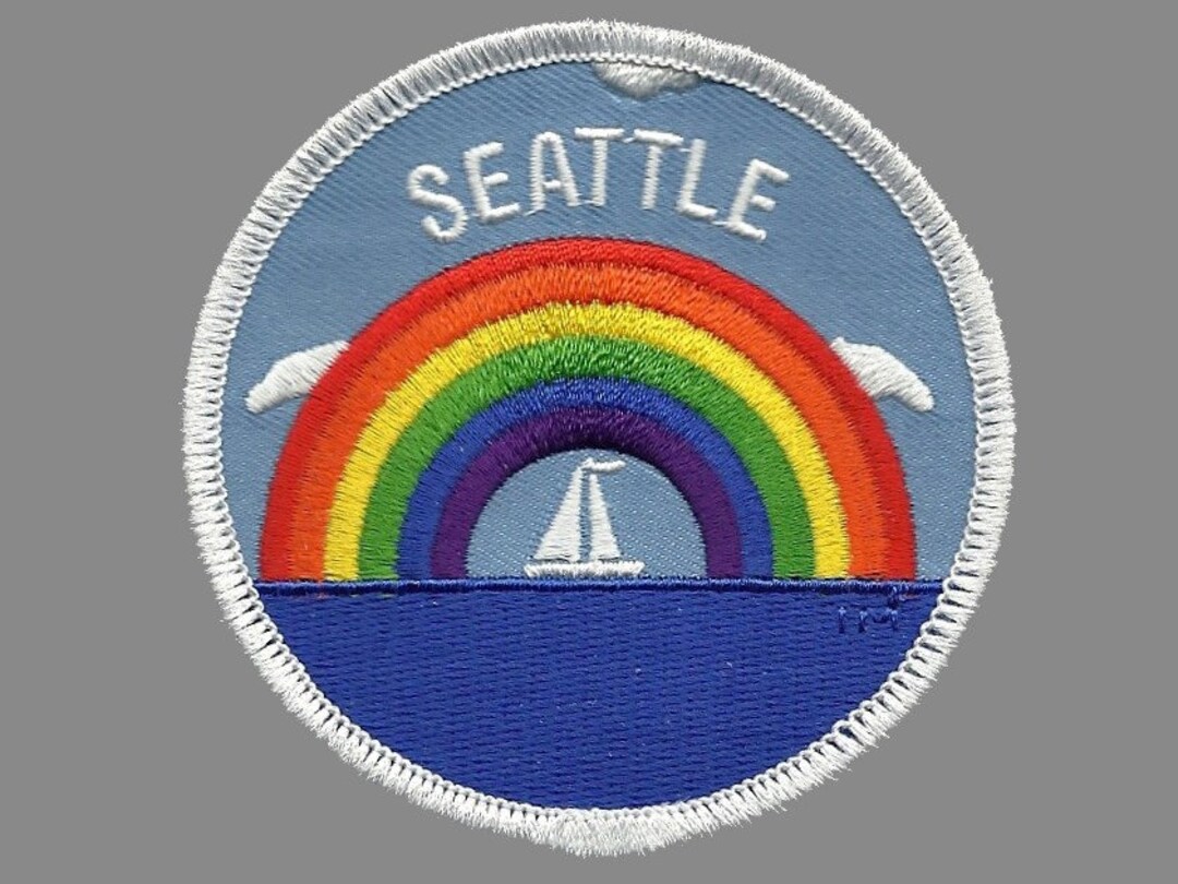 Seattle Patch – Rainbow and Sailboat – Washington Souvenir Iron on ...