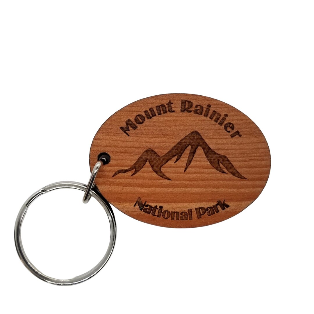 Mount Rainier WA Keychain Mountains Wood Keyring Washington National ...