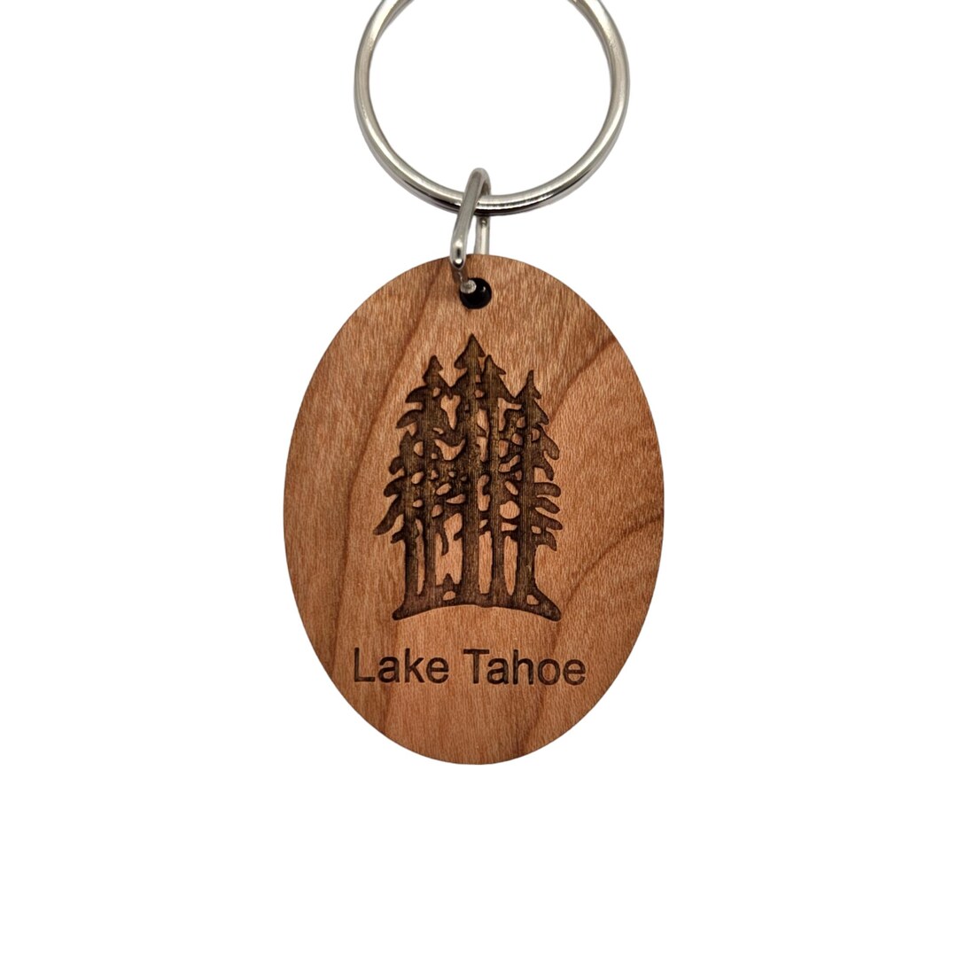 Lake Tahoe Multi Trees Forest Keychain Wood Keyring Souvenir Key Chain ...