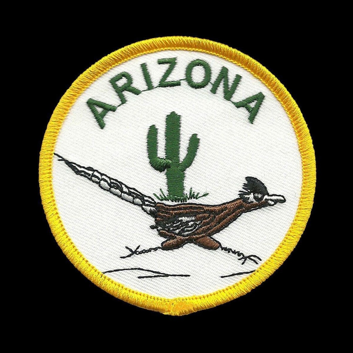 Arizona Roadrunner With Cactus Iron on Circle Patch 3 Yellow | Etsy