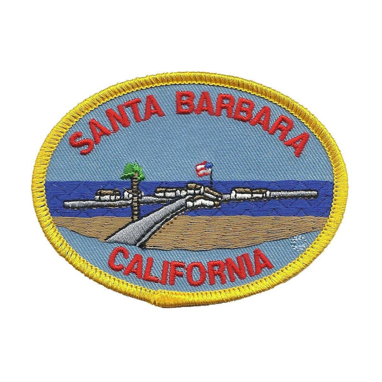 Santa Barbara California Patch Beach Pier Palm Tree Sand Ocean Waves ...