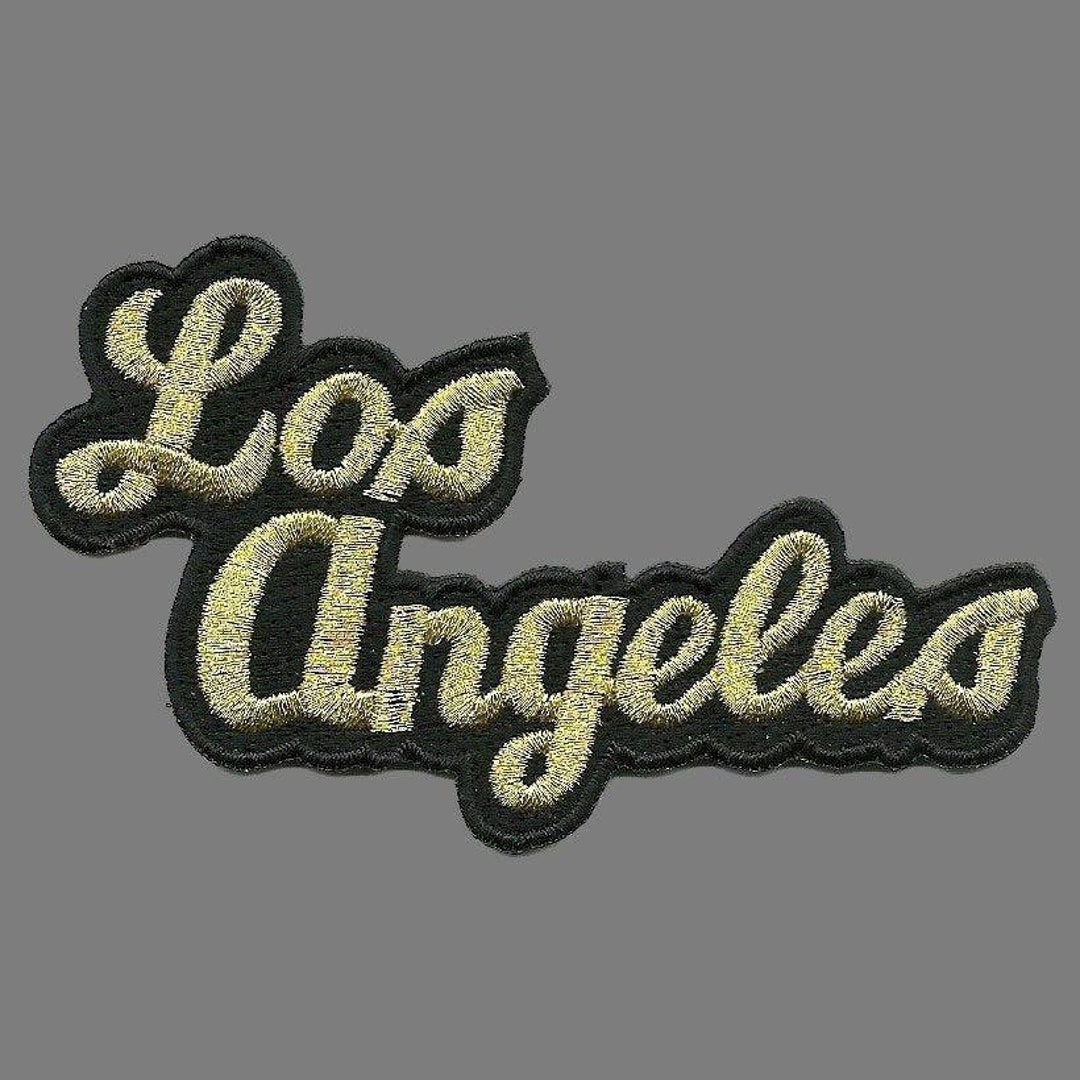 Los Angeles Patch – Script Black and Gold – Travel Patch Iron on ...
