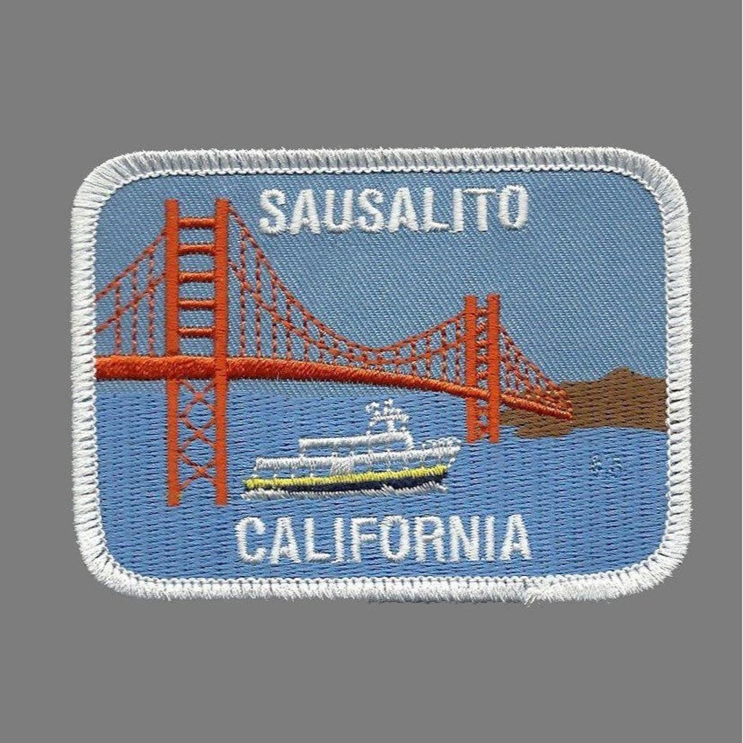 Sausalito California Iron on Patch – Golden Gate Bridge – Ferry Rectangle Souvenir – Travel ...