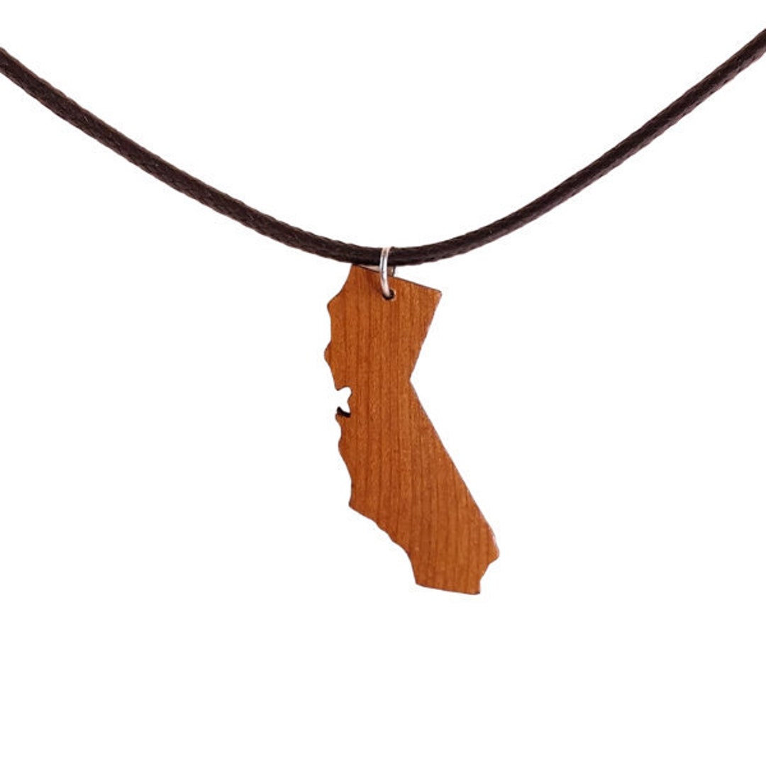 California State Necklace - Wood Necklace - CA Souvenir Keepsake - Gift ...