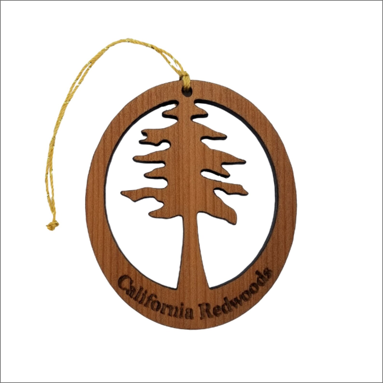 Redwood Ornament Redwood Tree - Oval California Redwoods - Laser Cut ...