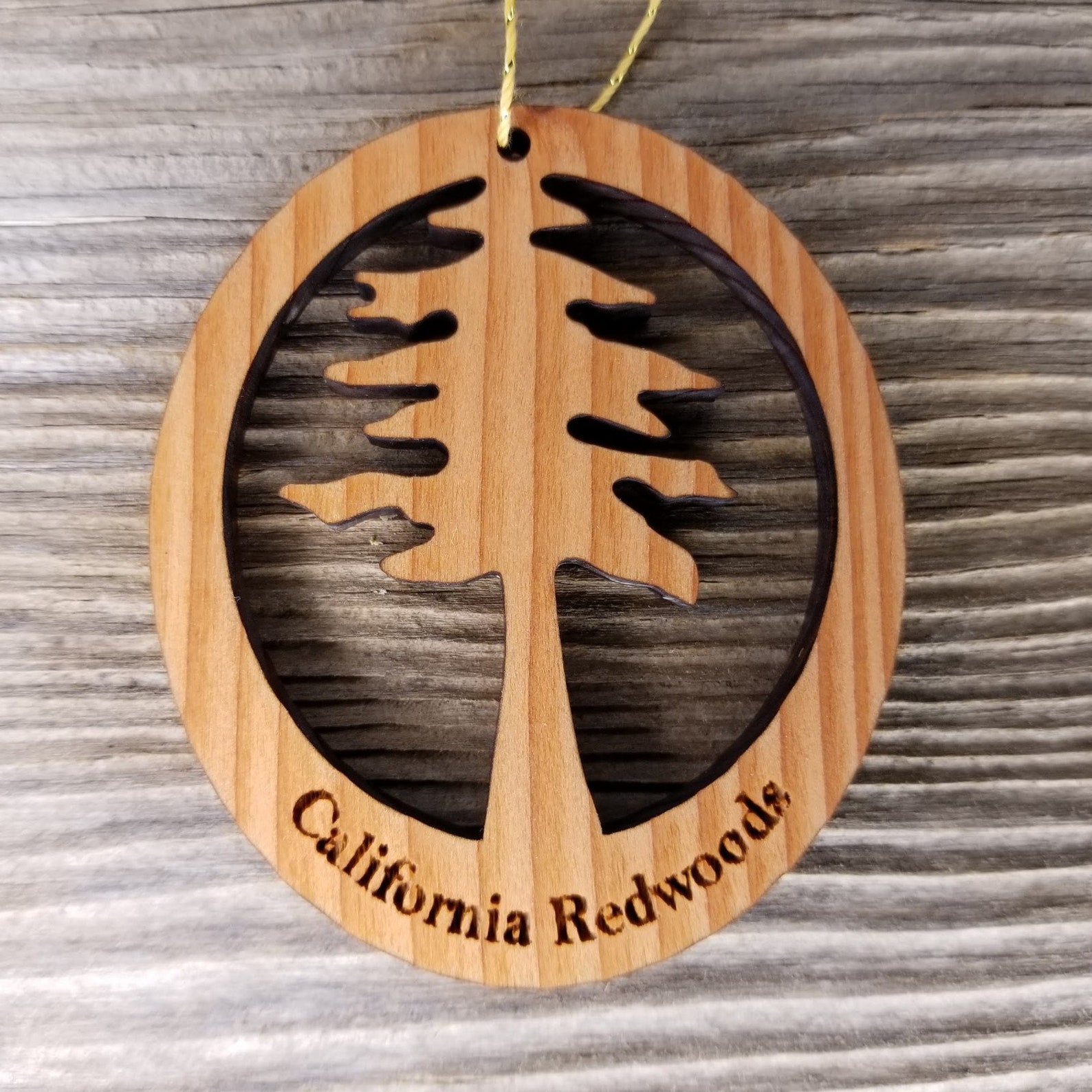 Redwood Ornament Redwood Tree Oval California Redwoods | Etsy