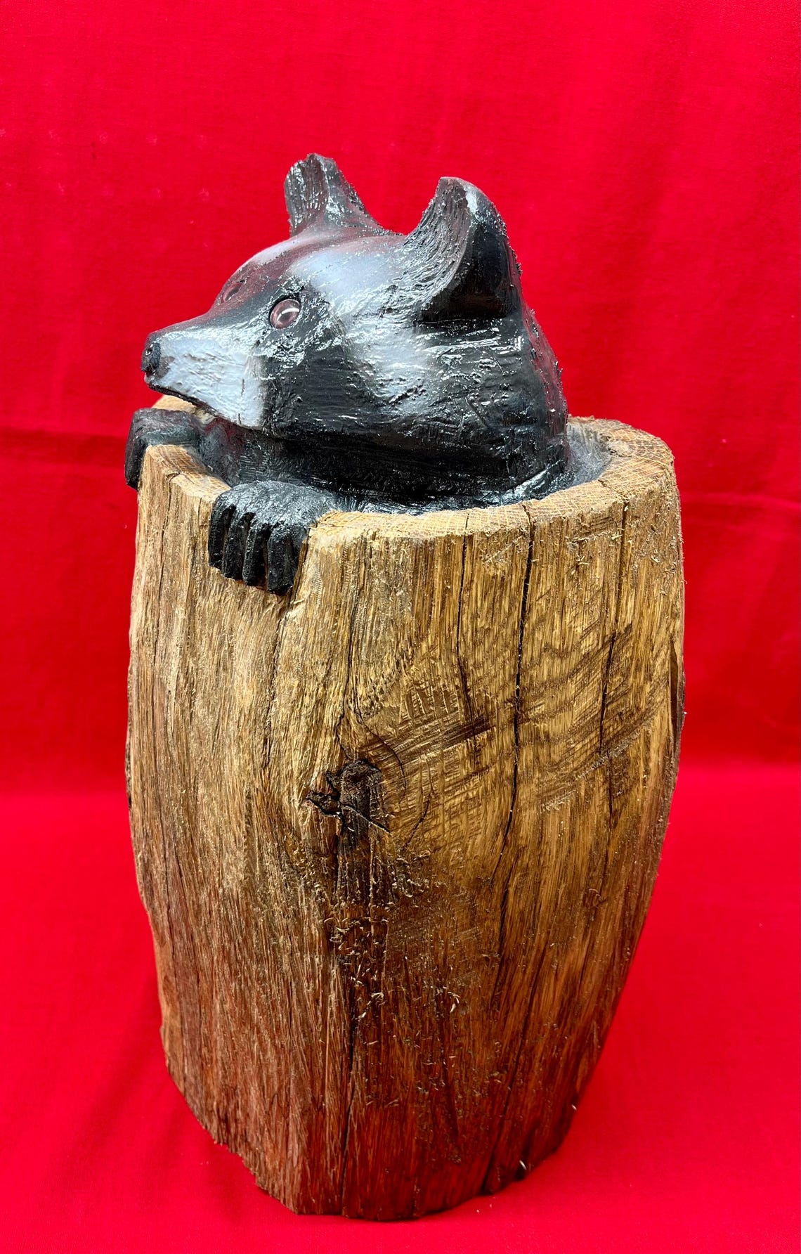 Raccoon in Log Chainsaw Carving - Etsy