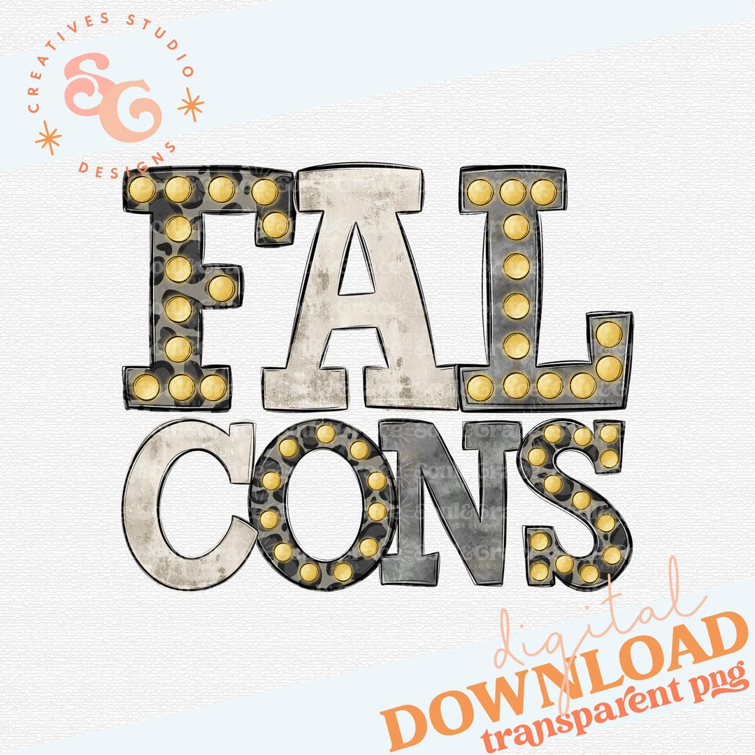 Mascot Png for School FALCONS Neutral Marquee Digital Design, Instant ...