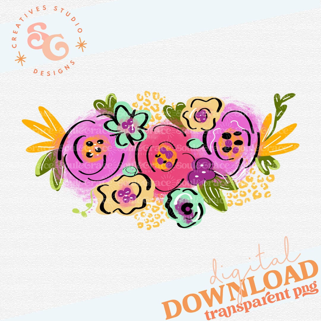Png Flower Arrangement, Flower Clipart, Floral Cluster Doodle, INSTANT ...
