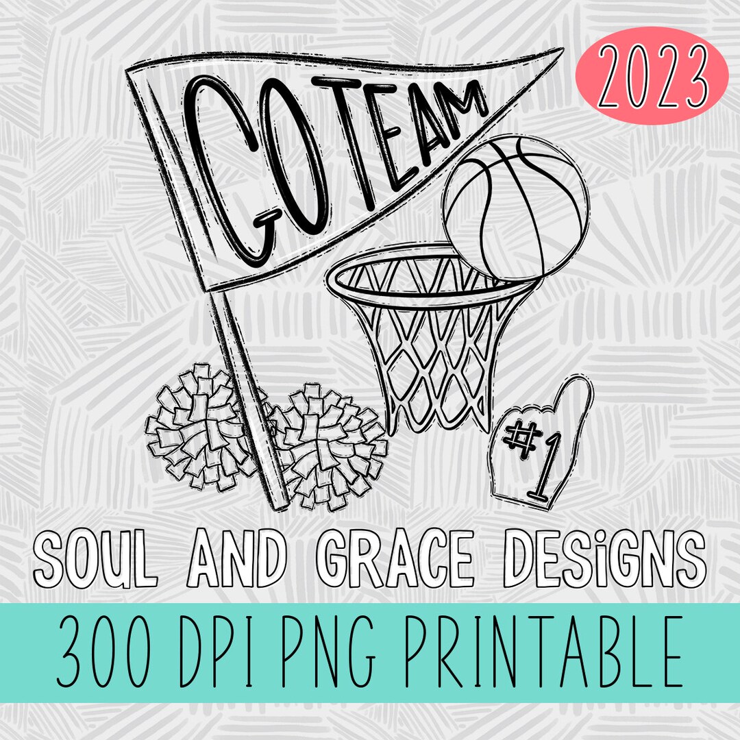 Basketball Go Team Digital Design Baseketball Doodle Go Team - Etsy