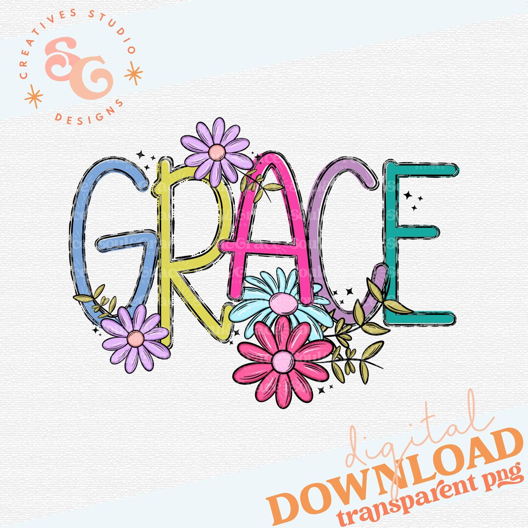 Grace Png Designs for T Shirts, Christian Png Best Sellers, Colorful ...
