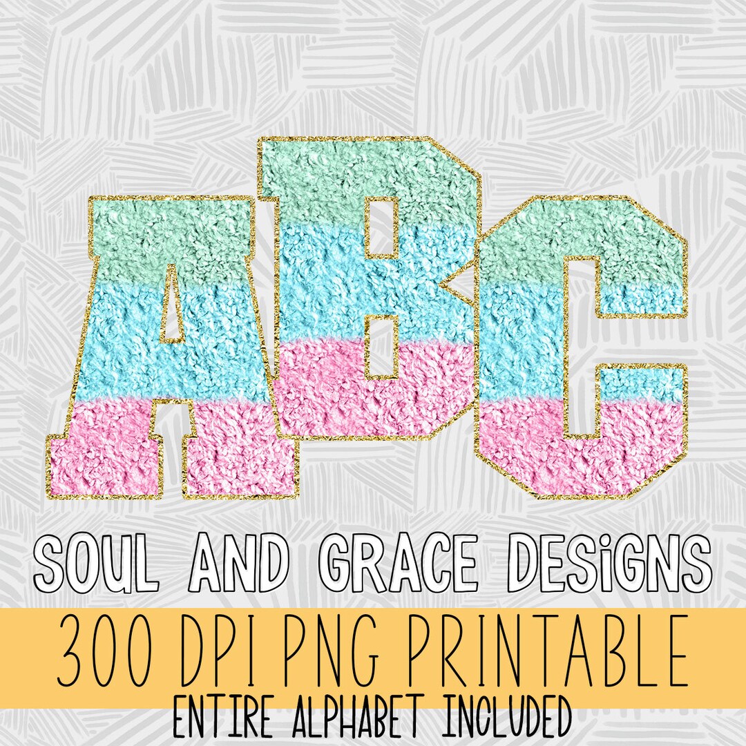 Varsity Patch Chenille Pastel Striped Alphabet Set, INSTANT DOWNLOAD ...