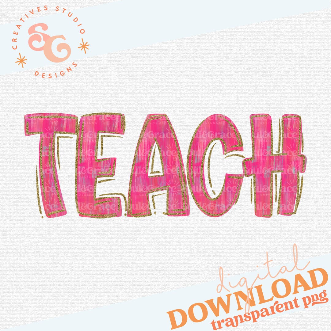 Pink Gold Teach Digital Design, Pink Hand Drawn Teach Alpha, Teach Clip ...