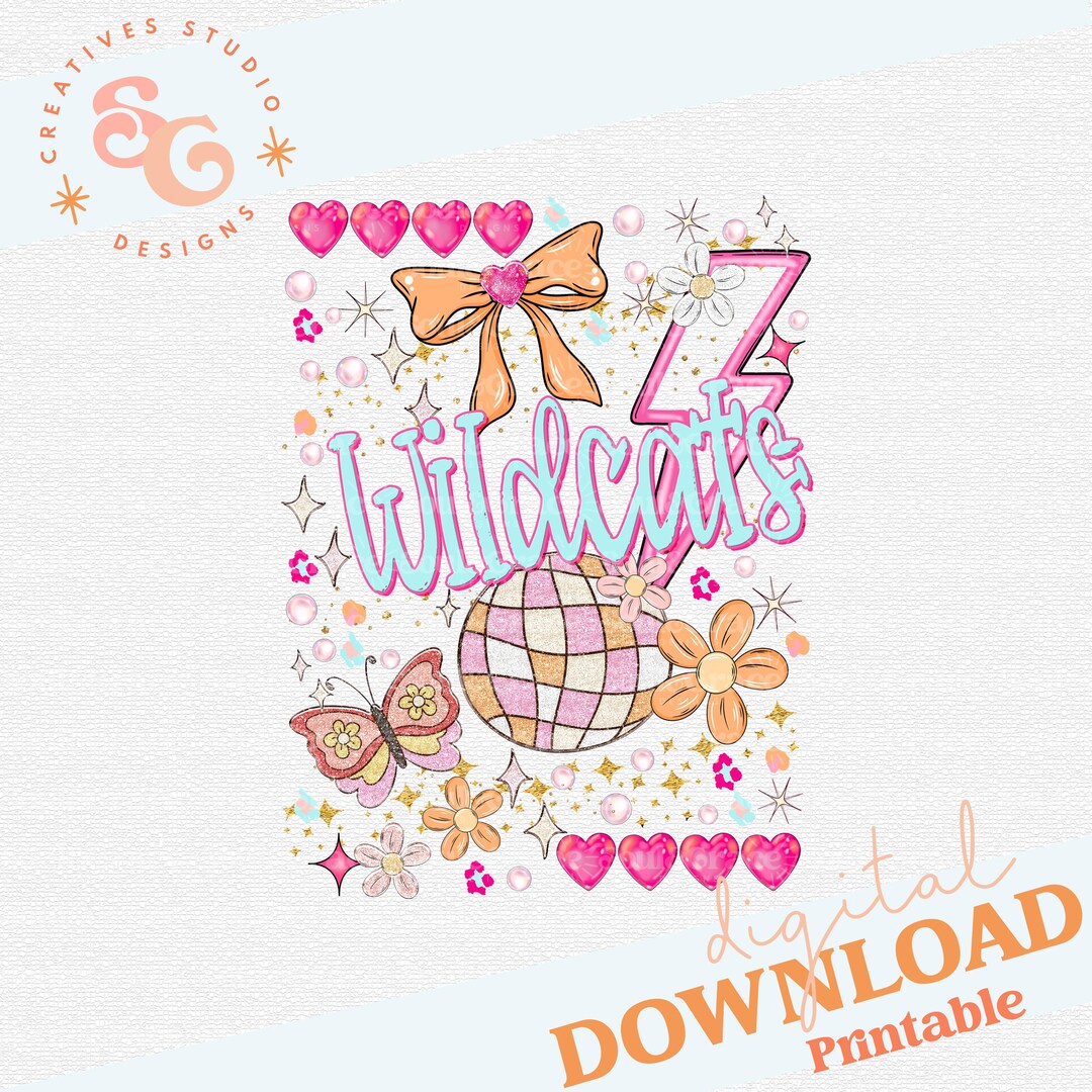 Pink Preppy WILDCATS Png Files for Womens Shirts INSTANT DOWNLOAD ...