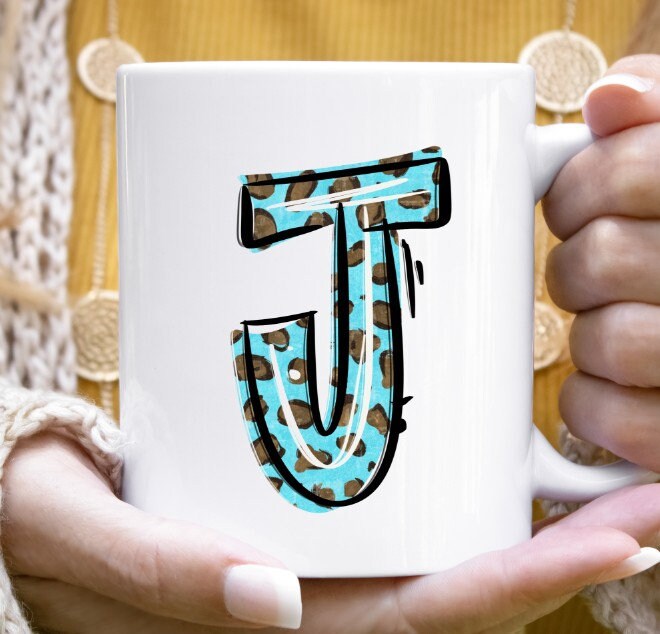 Aqua and Leopard Doodle Alphabet Digital Designs, INSTANT DOWNLOAD, PNG ...