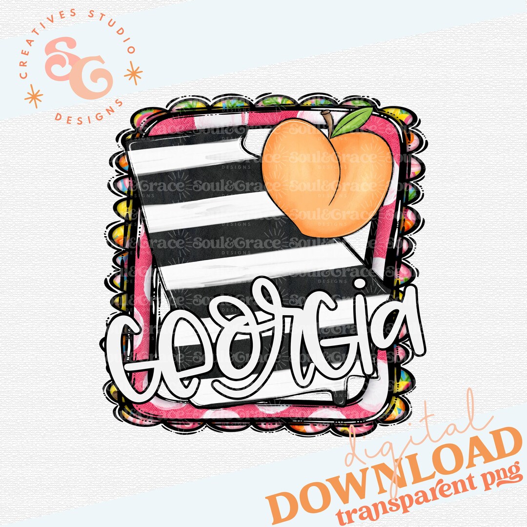 Georgia Png Sublimation Designs for Coffee Mugs, Georgia Peach Shirt ...