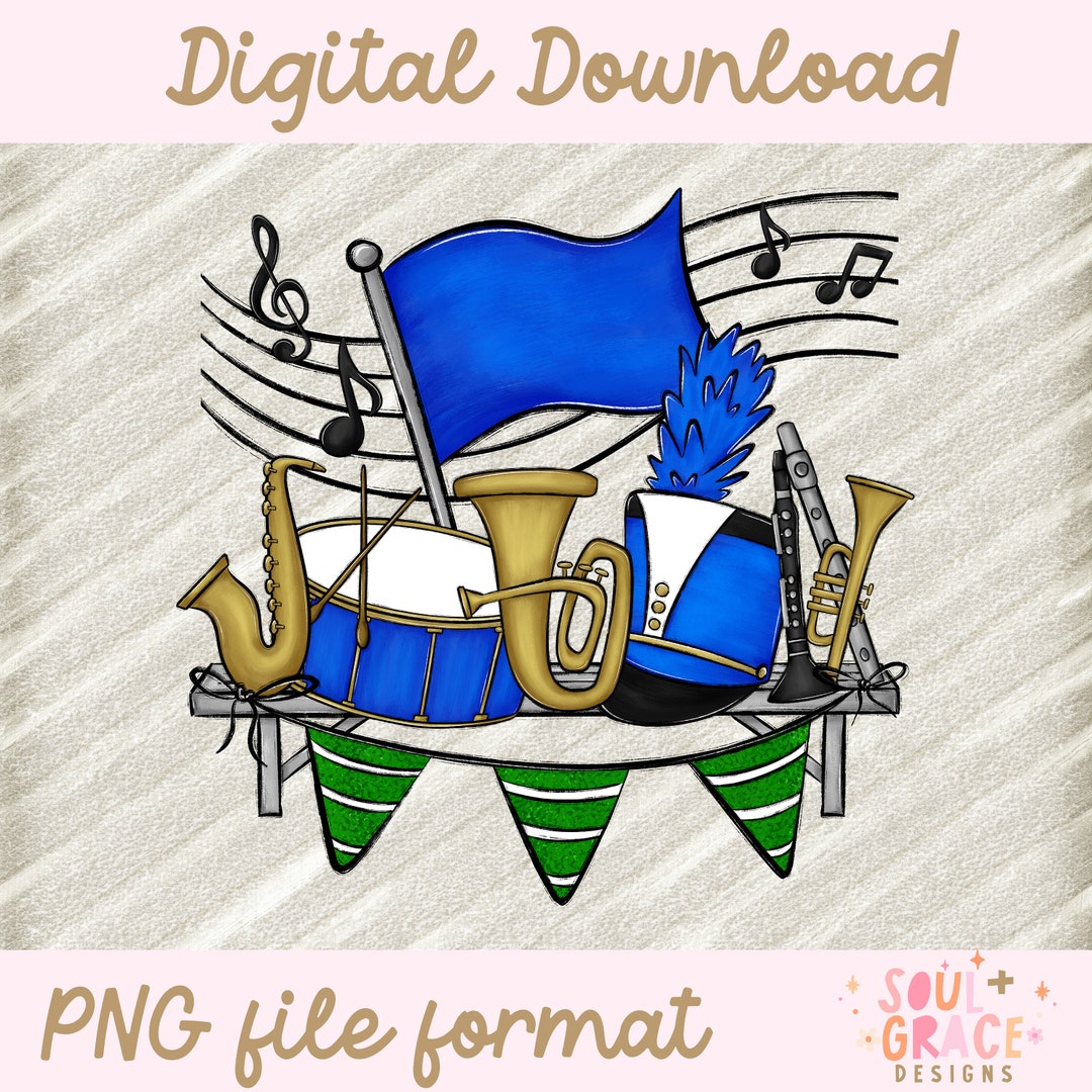Png for Band Tee, Marching Band Flags Blue Digital Design INSTANT ...