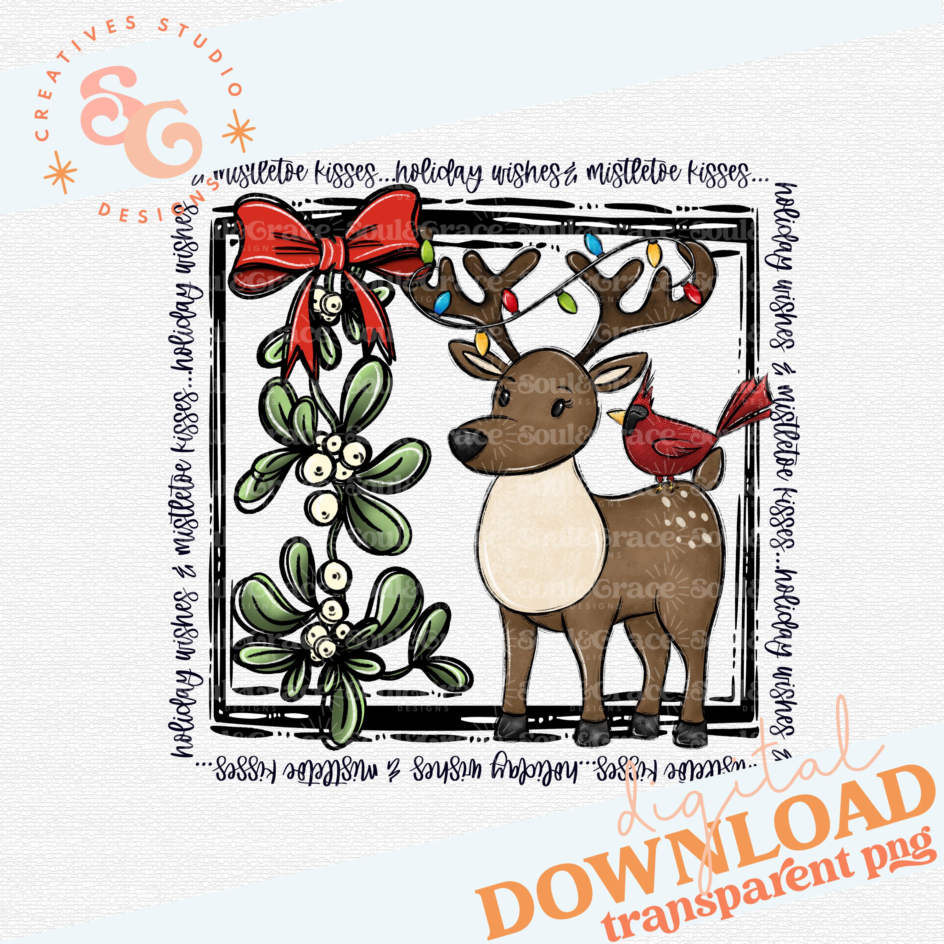 Cute Reindeer Png Designs for Kids, Holiday Wishes Sublimation Designs ...