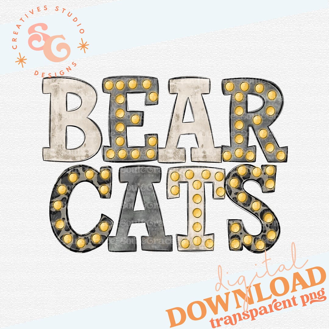 Mascot Png for School BEARCATS Neutral Marquee Digital Design, Instant ...
