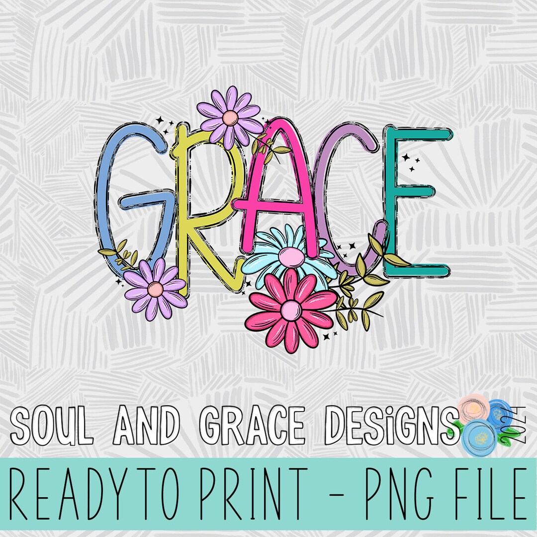 Christian Png, Grace With Flowers, Inspirational Digital Download for ...