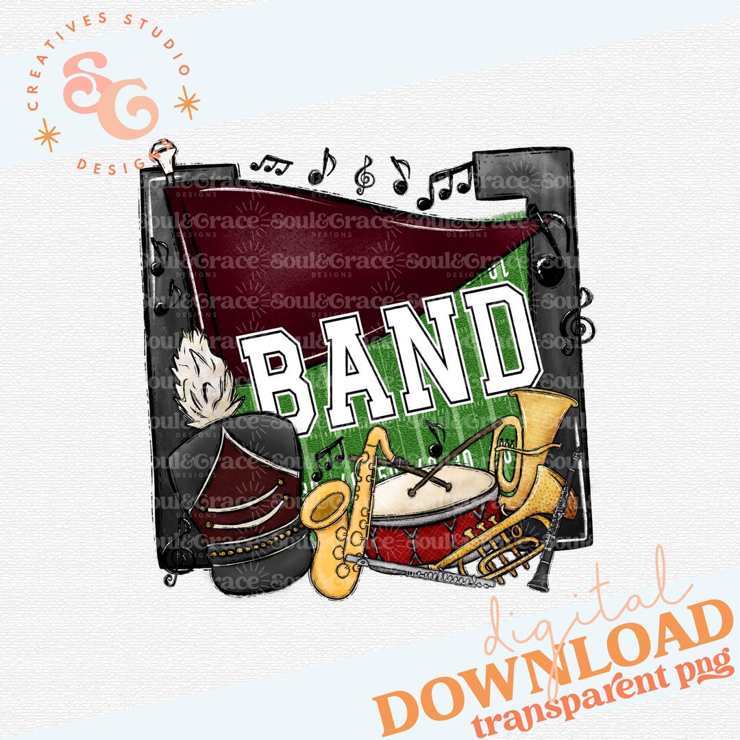 Band Pennants Maroon Digital Design, High School Band Mom Clip Art ...