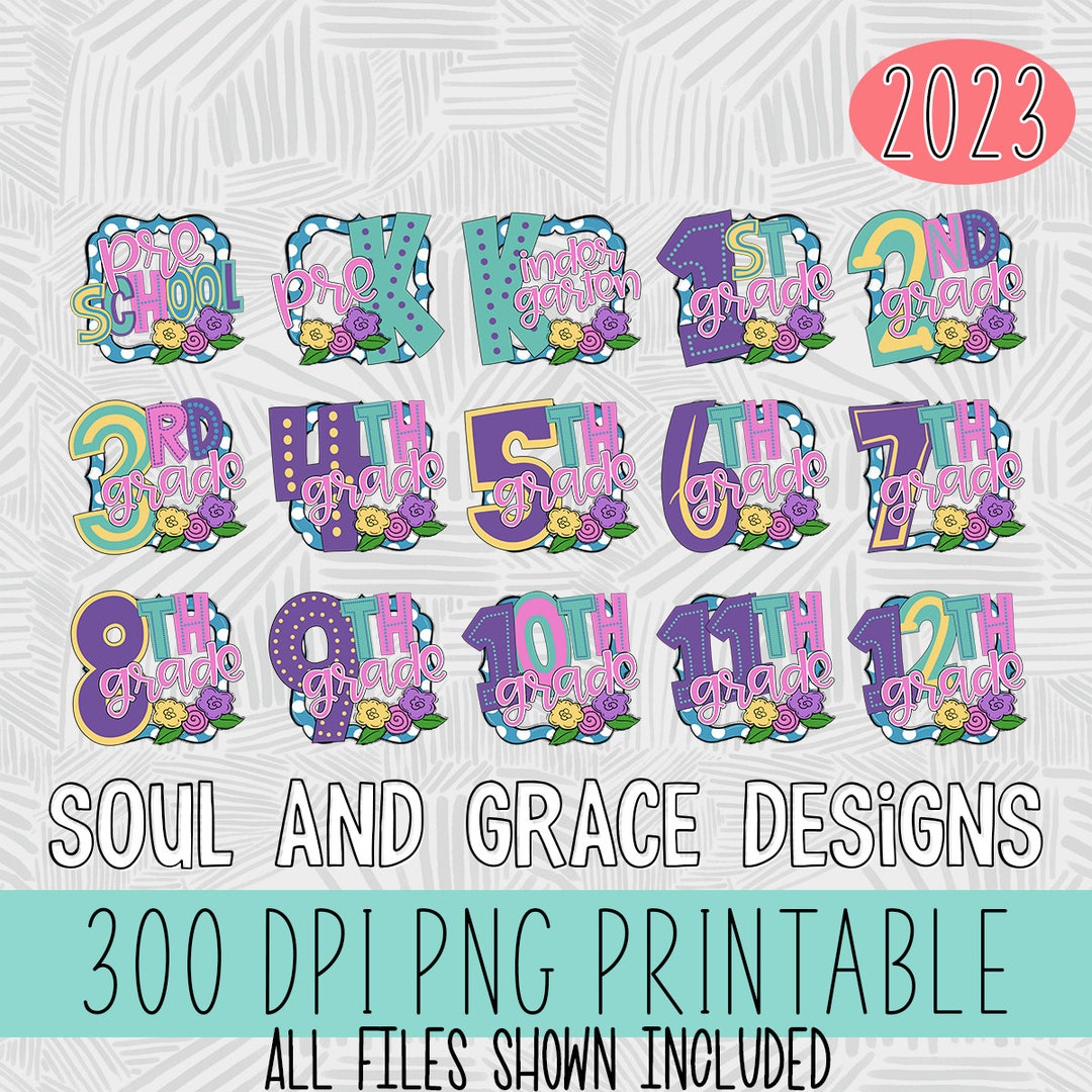 School Level Grade Alpha Set, Digital Design, INSTANT DOWNLOAD, PNG ...