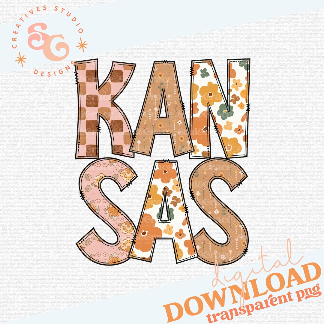 Fall Floral Kansas Png Designs for T Shirts, Pink and Tan Checkered Png ...