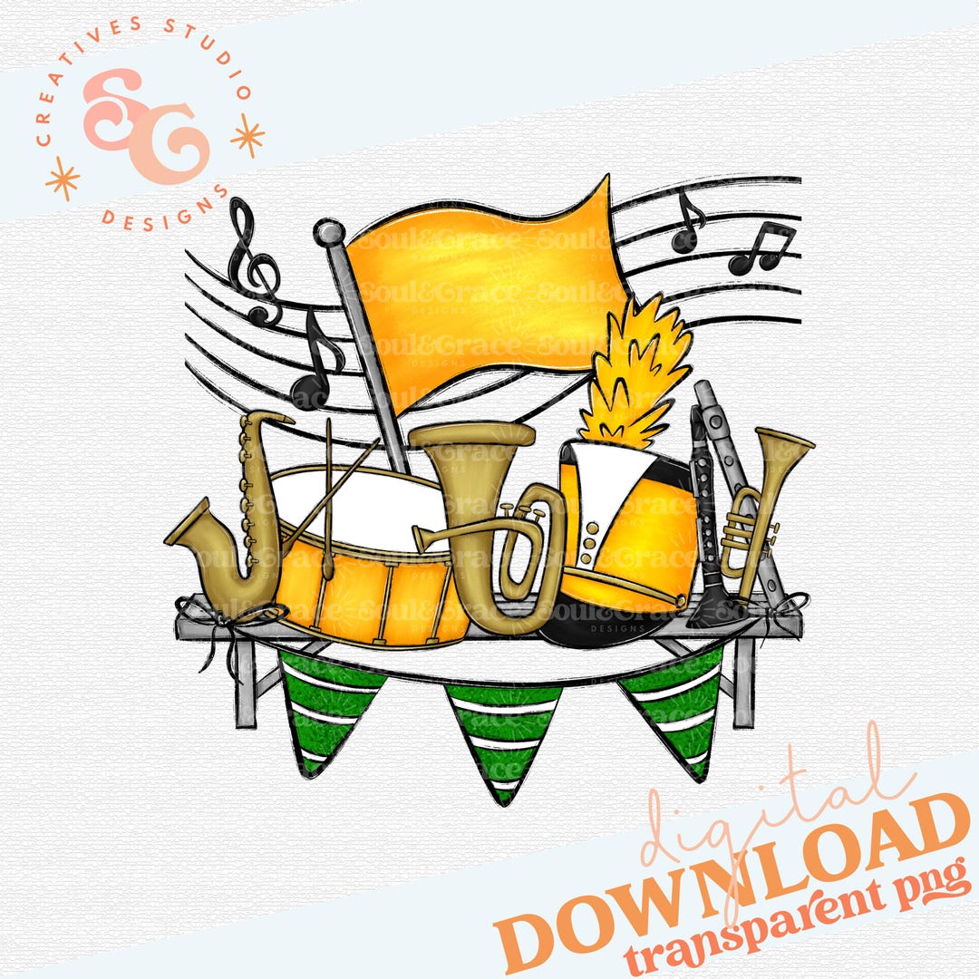 Png for Band Tee, Marching Band Flags Yellow Digital Design, INSTANT ...