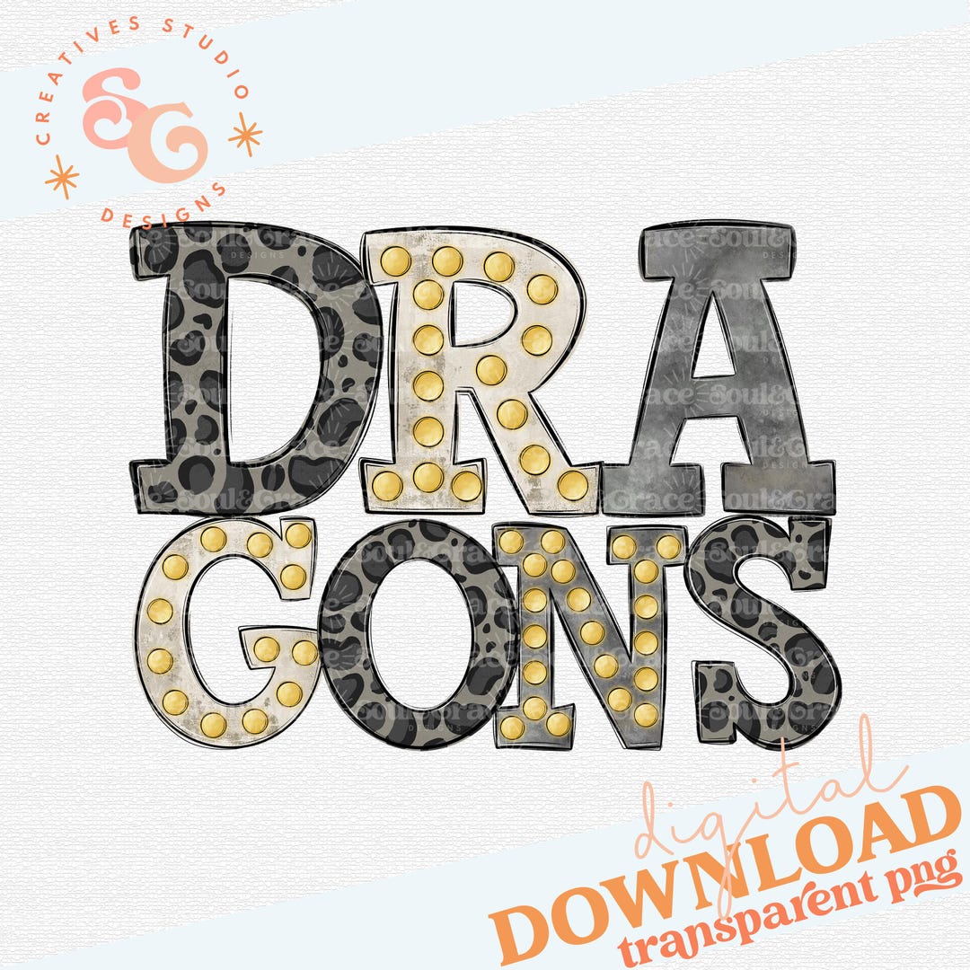 Mascot Png for School DRAGONS Neutral Marquee Digital Design, Instant ...