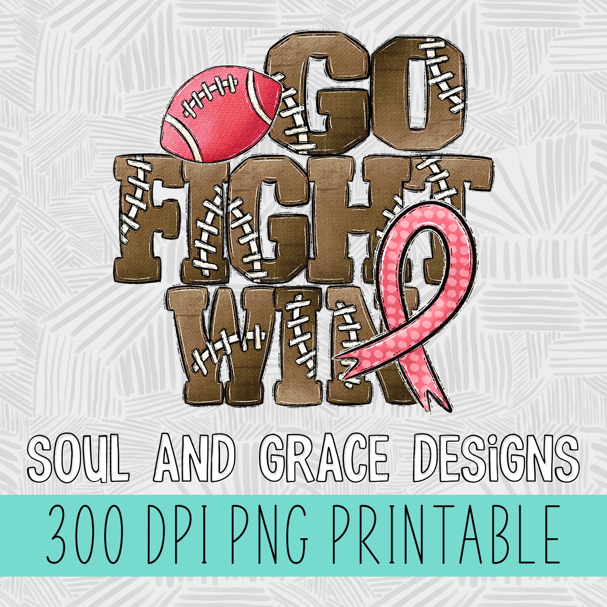 Go Fight Win Football Pink Ribbon Pink Out Digital - Etsy