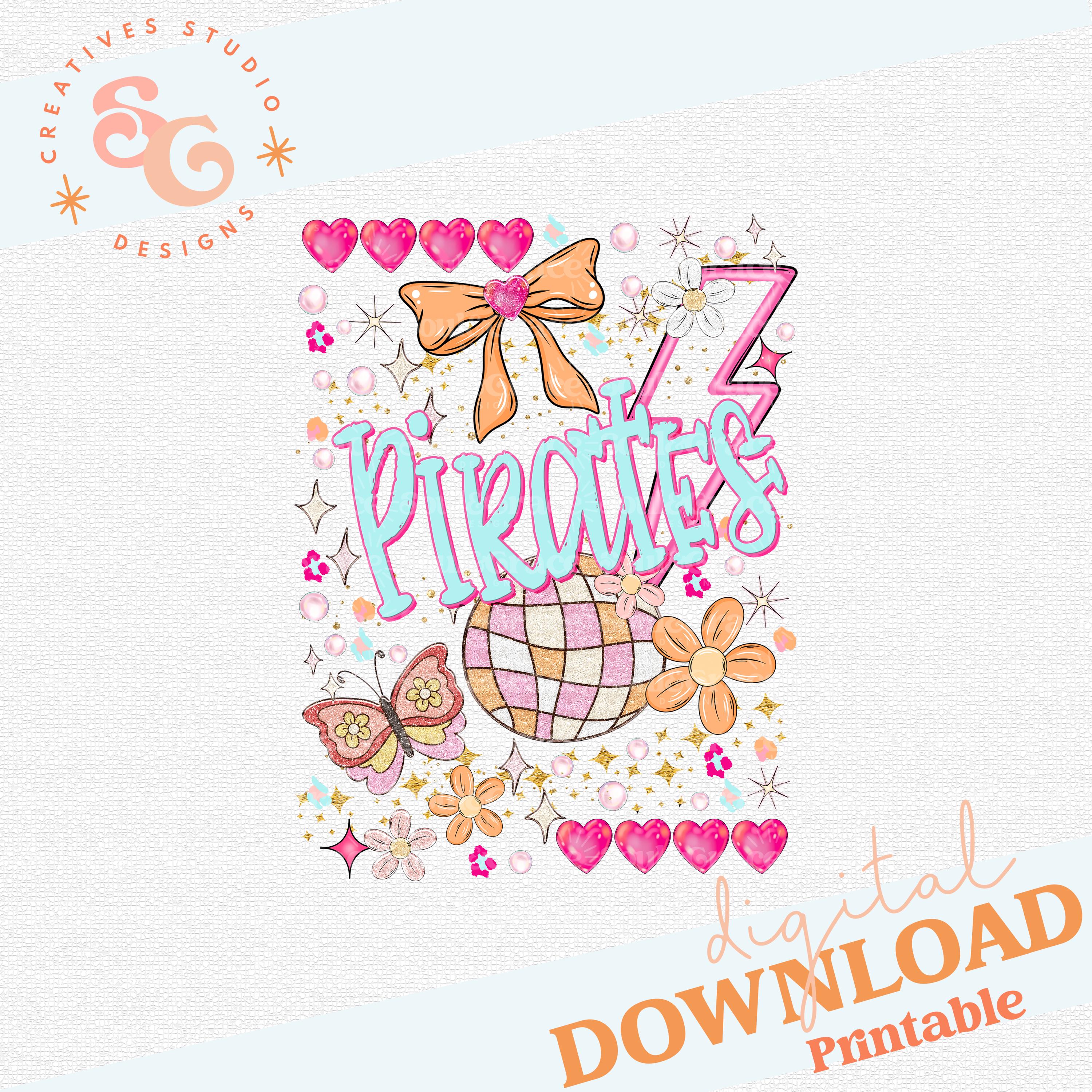 Preppy Mascots PIRATES Digital Design, INSTANT DOWNLOAD, Png Printable ...