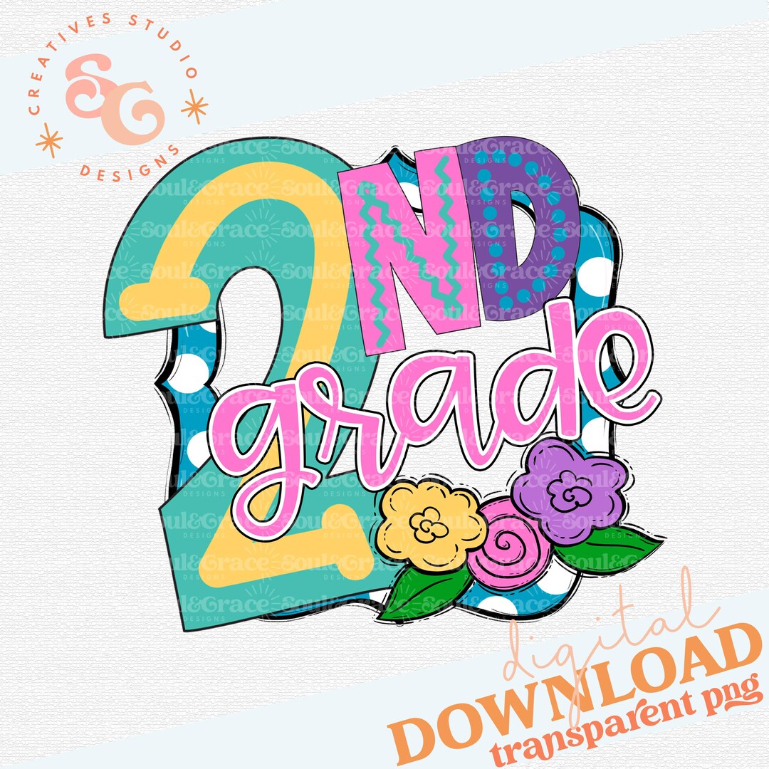 Second Grade Teacher Shirt Png Designs for Women INSTANT DOWNLOAD, Back ...