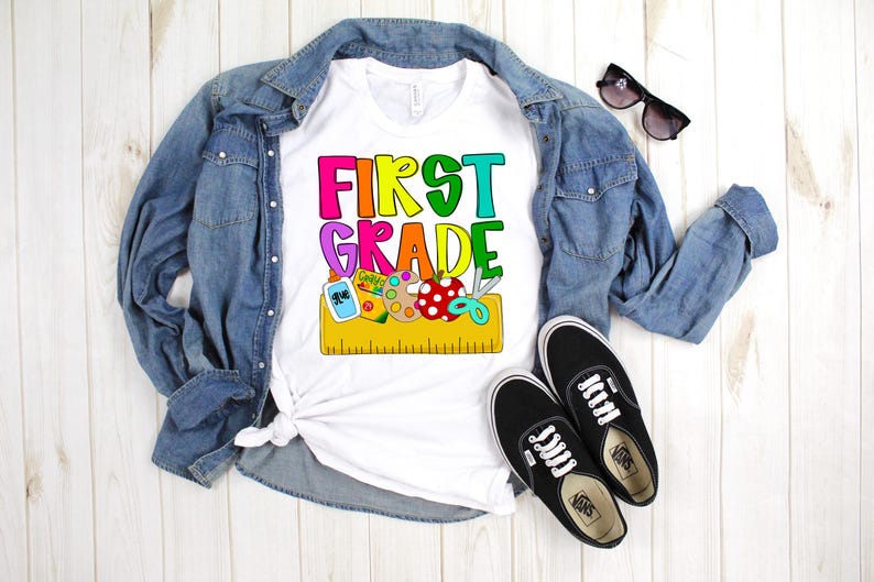 Add a Name Bright Rainbow First Grade Png for Shirts for Kids, Back to ...