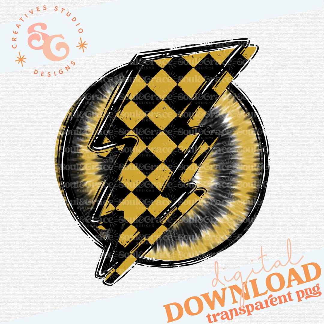 Doodle Bolt and Tie Dye Vegas Gold Black Checkered Digital Design ...