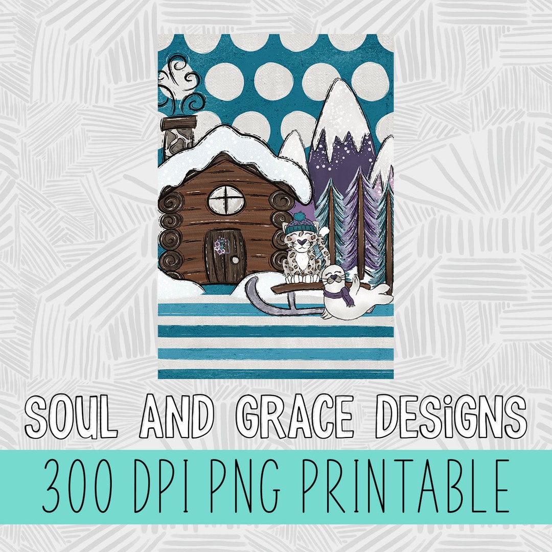 Winter Cabin Garden Flag - Snow Leopard and Seal - Welcome Digital ...