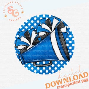 Cheer Pom and Megaphone BLUE Digital Design, INSTANT DOWNLOAD, Png ...