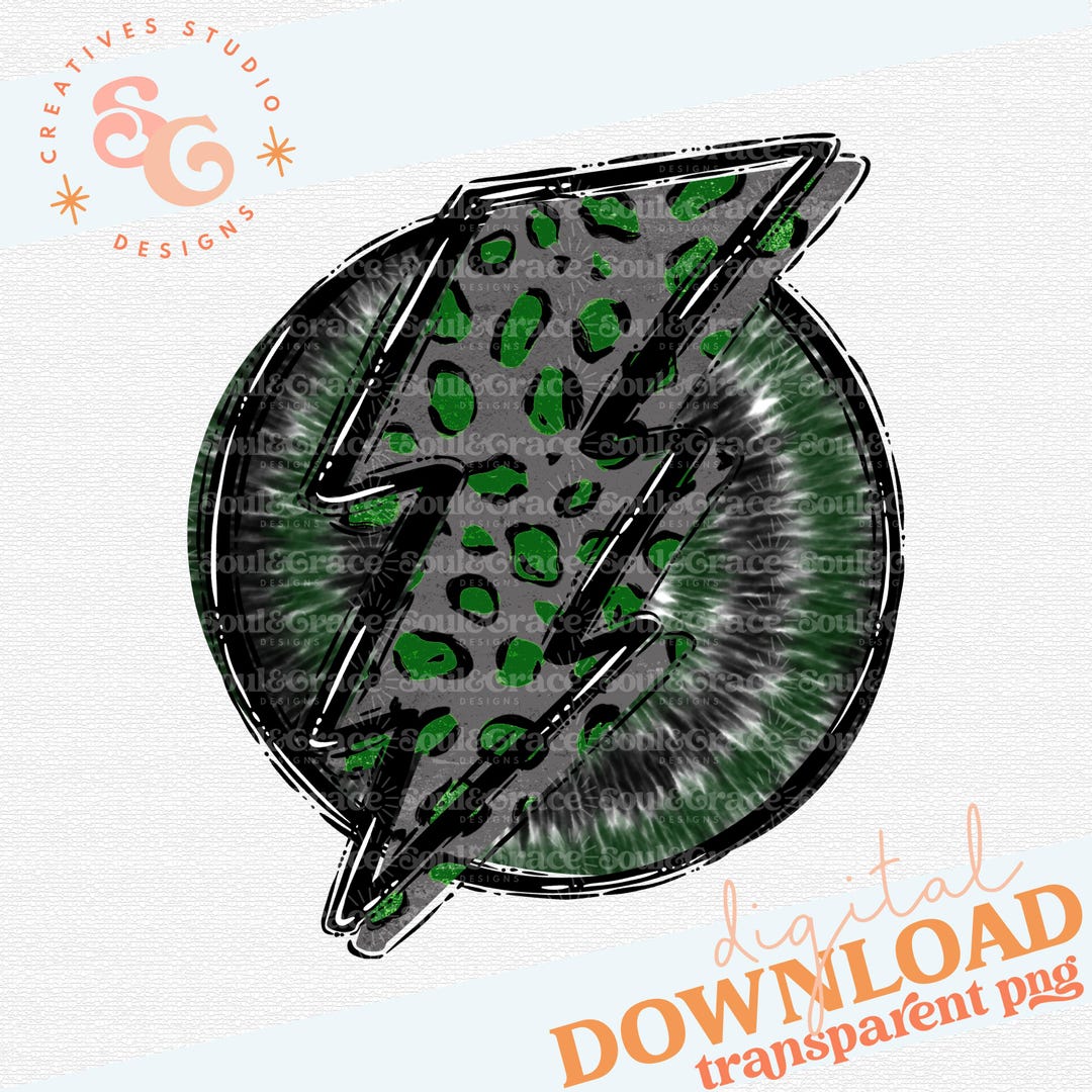Doodle Bolt and Tie Dye Dark Green Black Leopard Digital Design ...