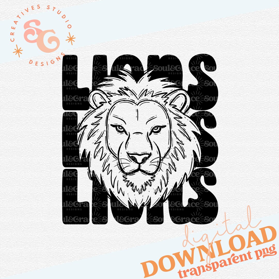 Lions Black Digital Design, School Spirit Png, Lion Pride Sports Mascot ...