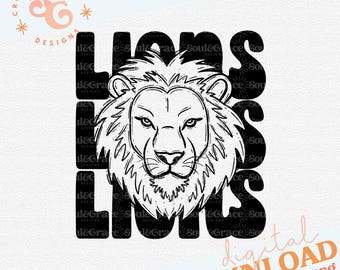 Lions Black Digital Design, School Spirit Png, Lion Pride Sports Mascot ...