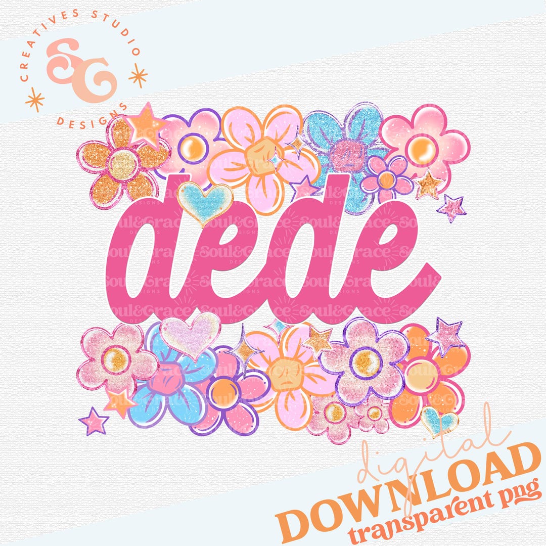DEDE Floral Heart Family Names Digital Design INSTANT DOWNLOAD Png ...
