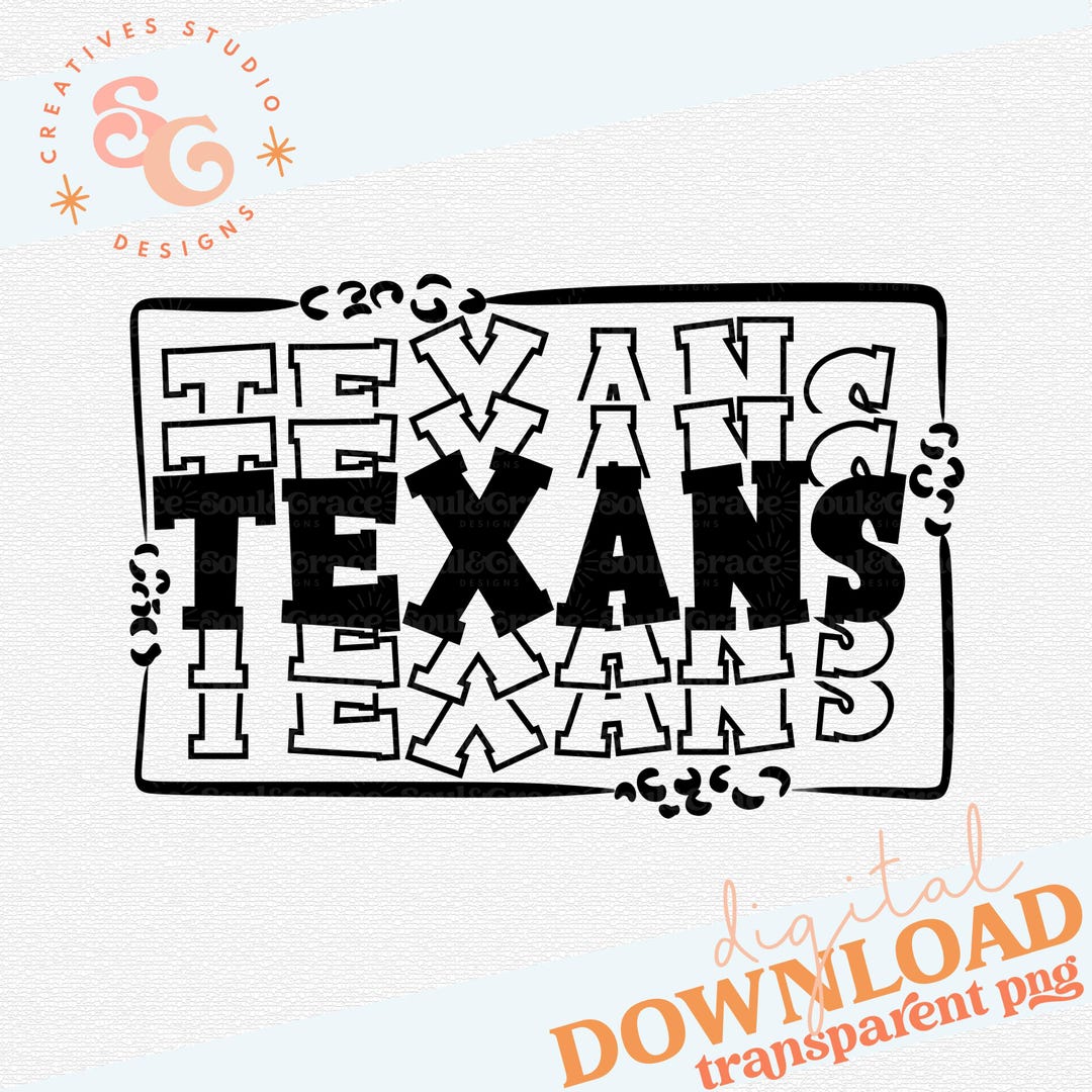 STACKED MASCOTS Texans, Png for School Teams, Spirit Wear, Booster Club ...