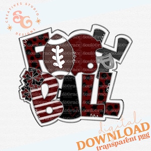 Football Word Art MAROON Black Digital Design, INSTANT DOWNLOAD, Png ...