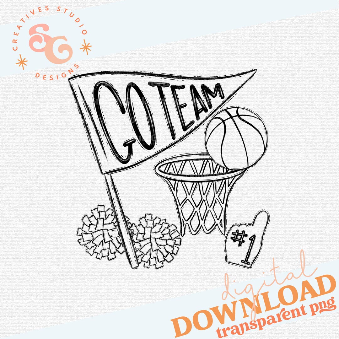Basketball Go Team Digital Design, Baseketball Doodle Go Team Clip Art ...